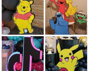 tik tok party suplies cut out pokemon Winnie the pooh Character ...