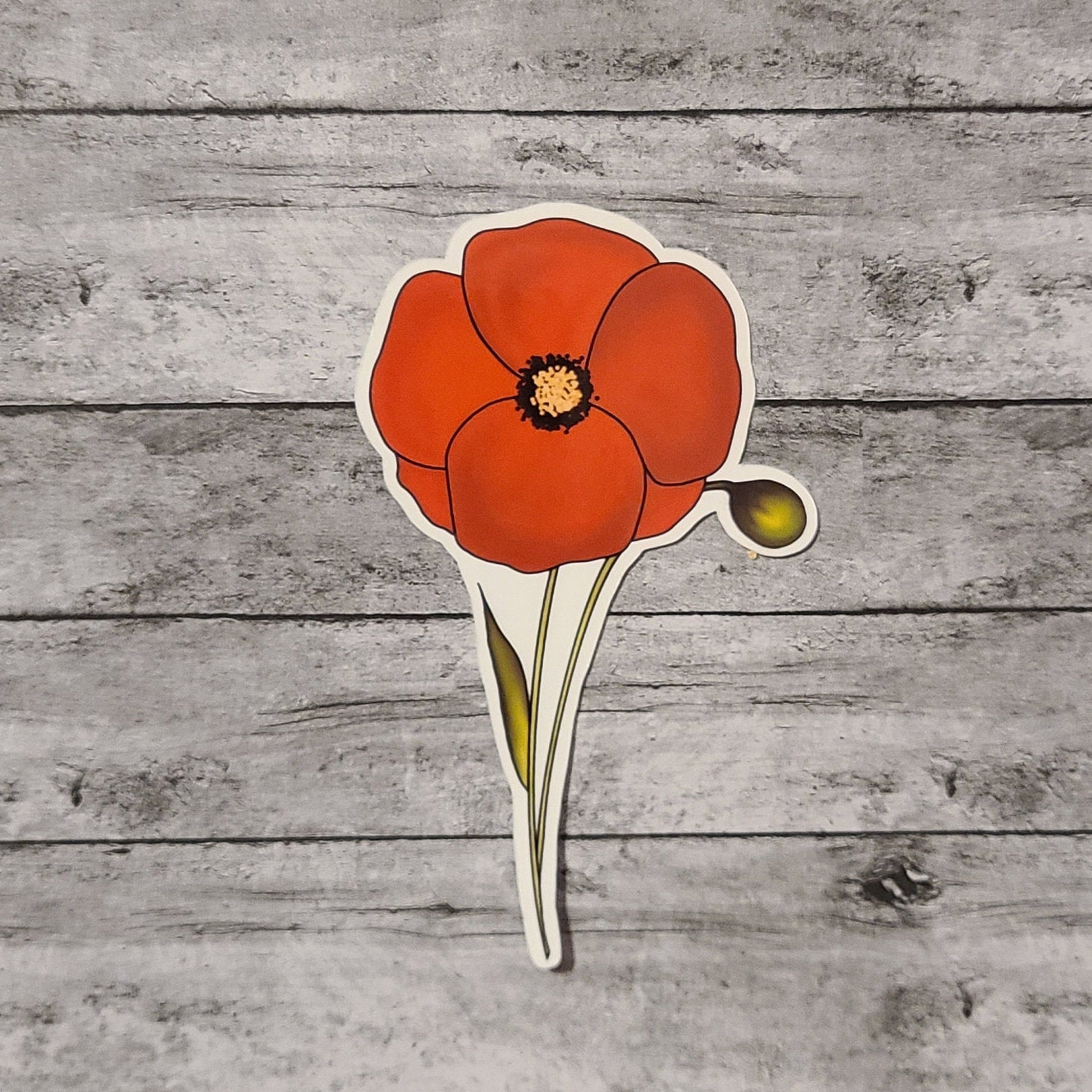 Poppy Sticker Floral Sticker Decal Laptop Sticker Water - Etsy