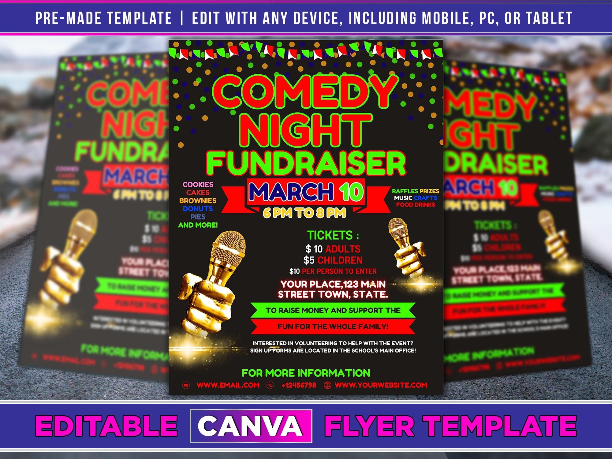 Comedy Night Fundraiser Flyer