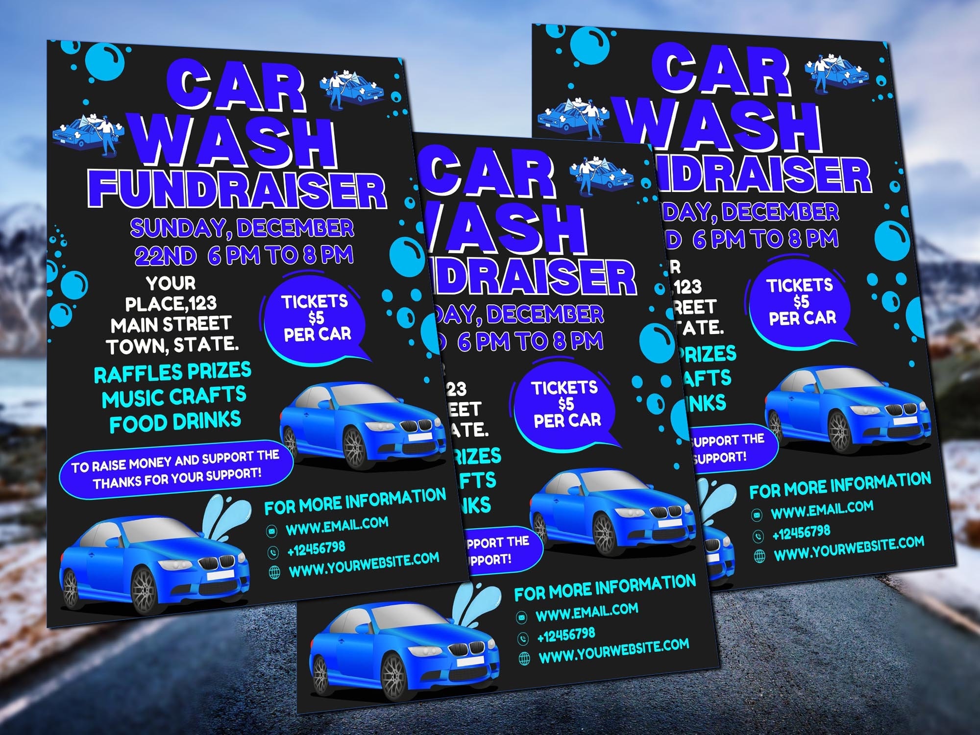 Car Wash Fundraiser Flyer Editable Canva Template US Letter Size. - Etsy