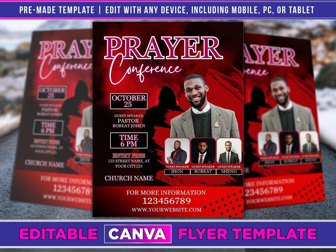 Prayer Conference Flyer Editable Canva Template US Letter Size. - Etsy