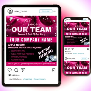 Join Our Team Flyer Canva Template for DIY Social Media Marketing. - Etsy