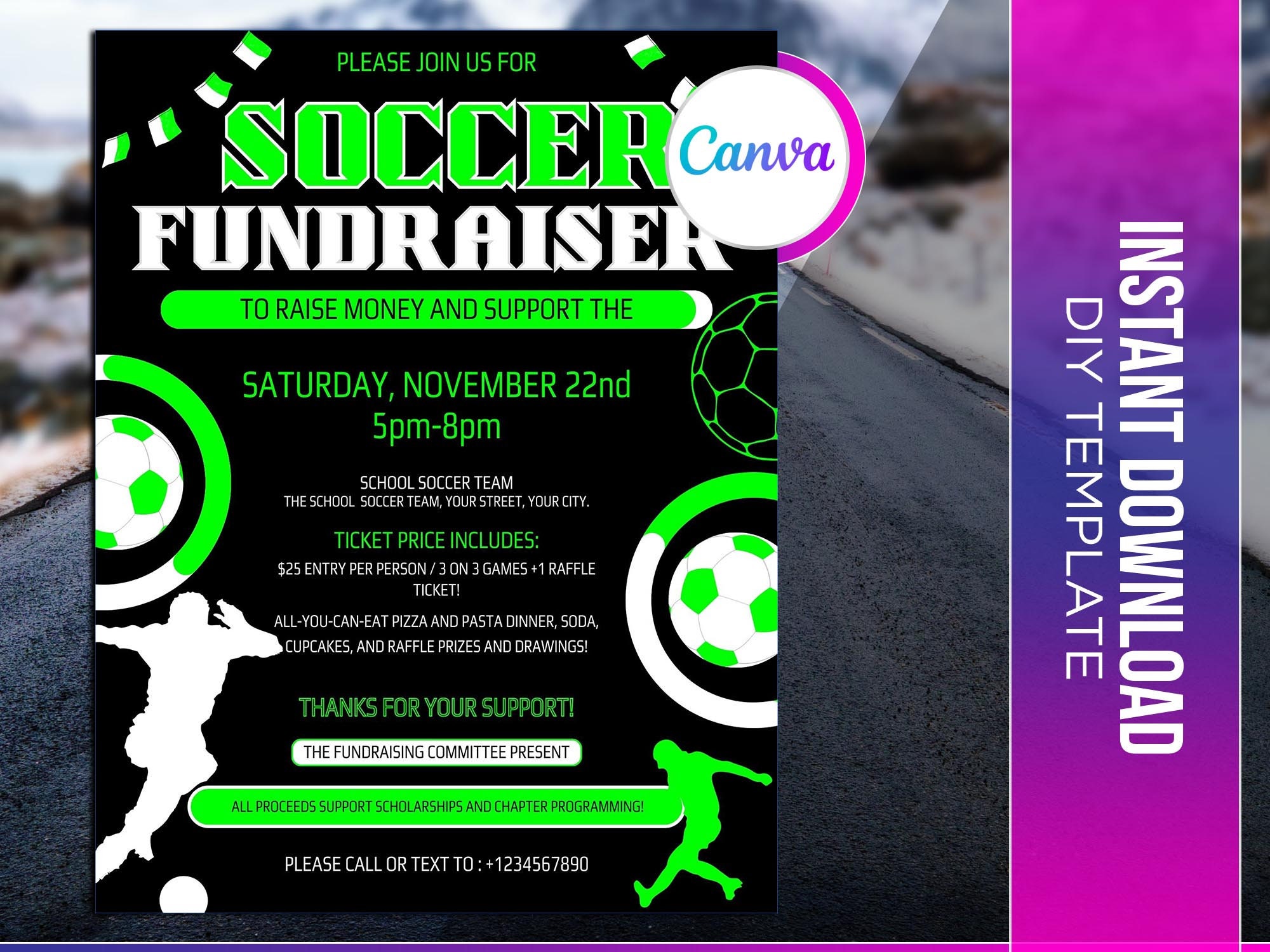 Soccer Fundraiser Flyer Editable Canva Template US Letter Size. - Etsy