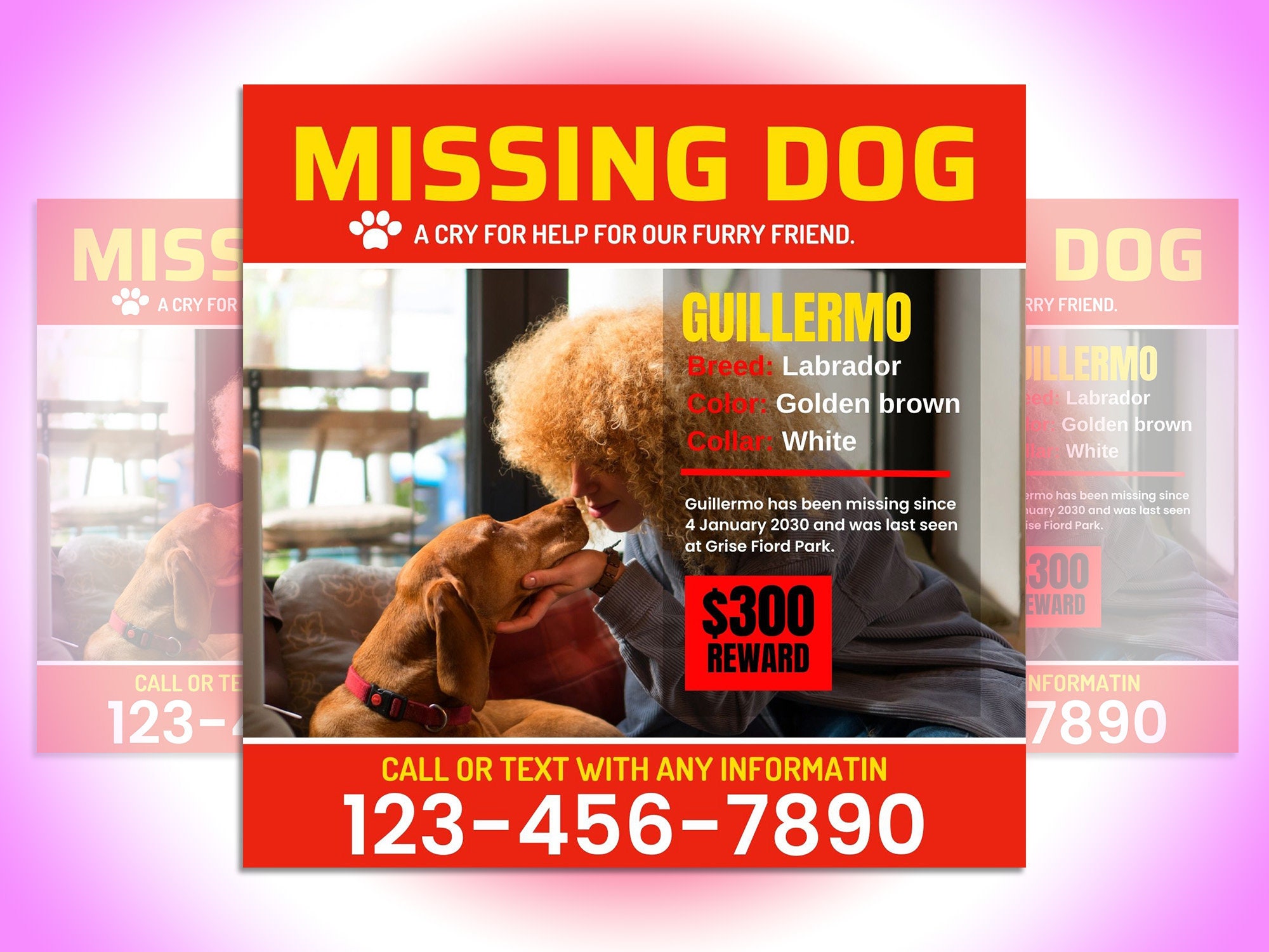Missing Dog Flyer Canva Template for DIY Social Media Marketing. - Etsy