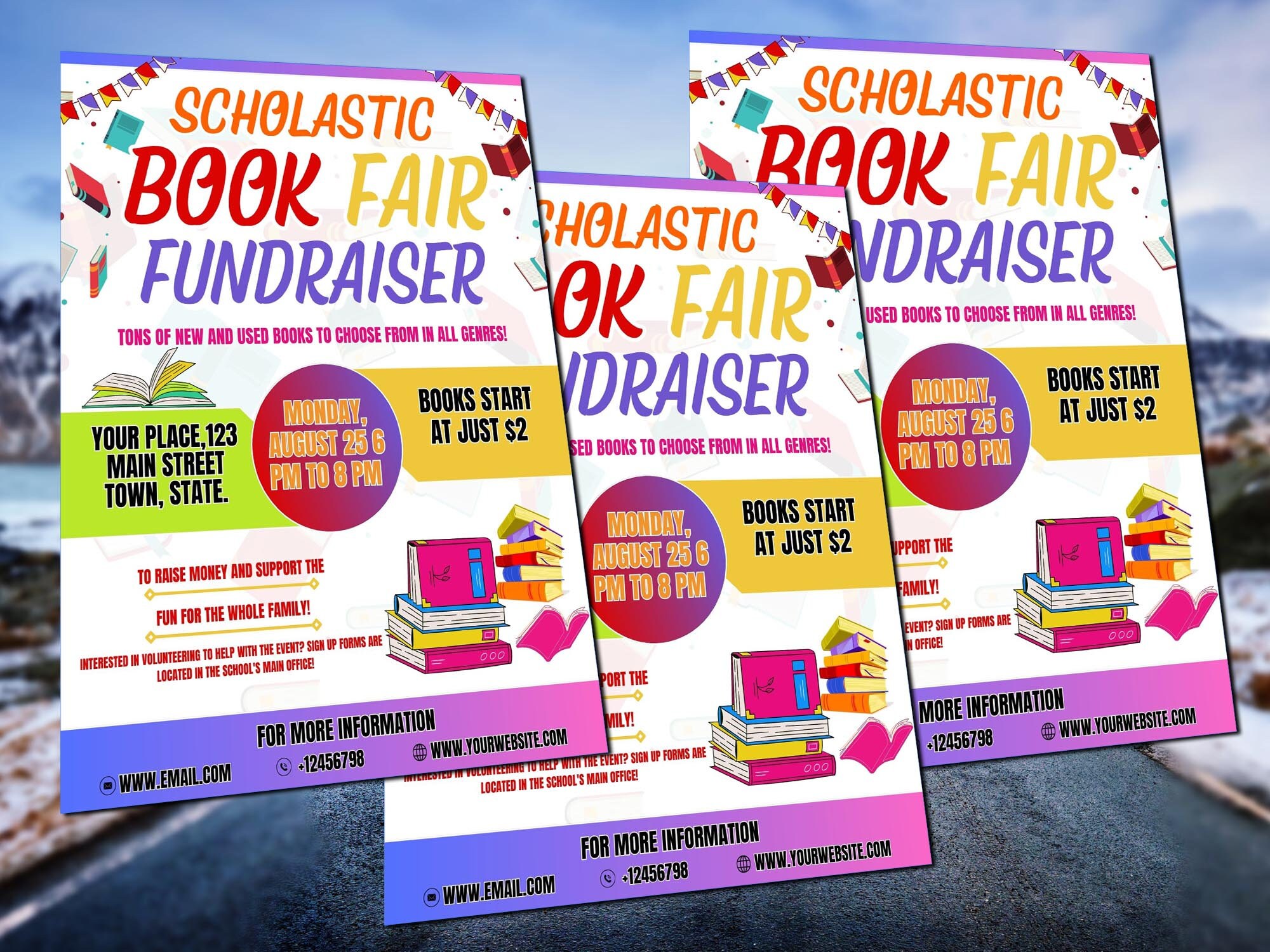 Scholastic Book Fair Fundraiser Flyer Editable Canva Template US Letter ...