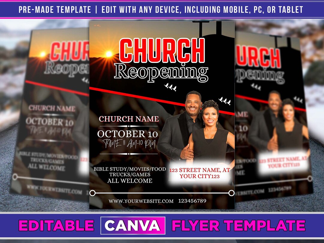 Church Reopening Flyer Editable Canva Template US Letter Size. - Etsy
