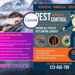 Pest Control Service Flyer Editable Canva Template US Letter Size ...