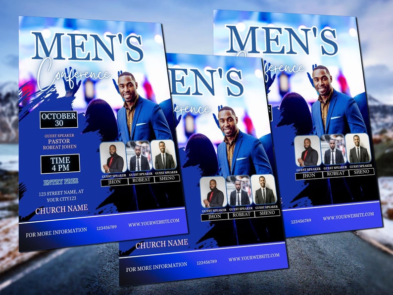 Men's Conference Flyer Editable Canva Template US Letter Size. - Etsy
