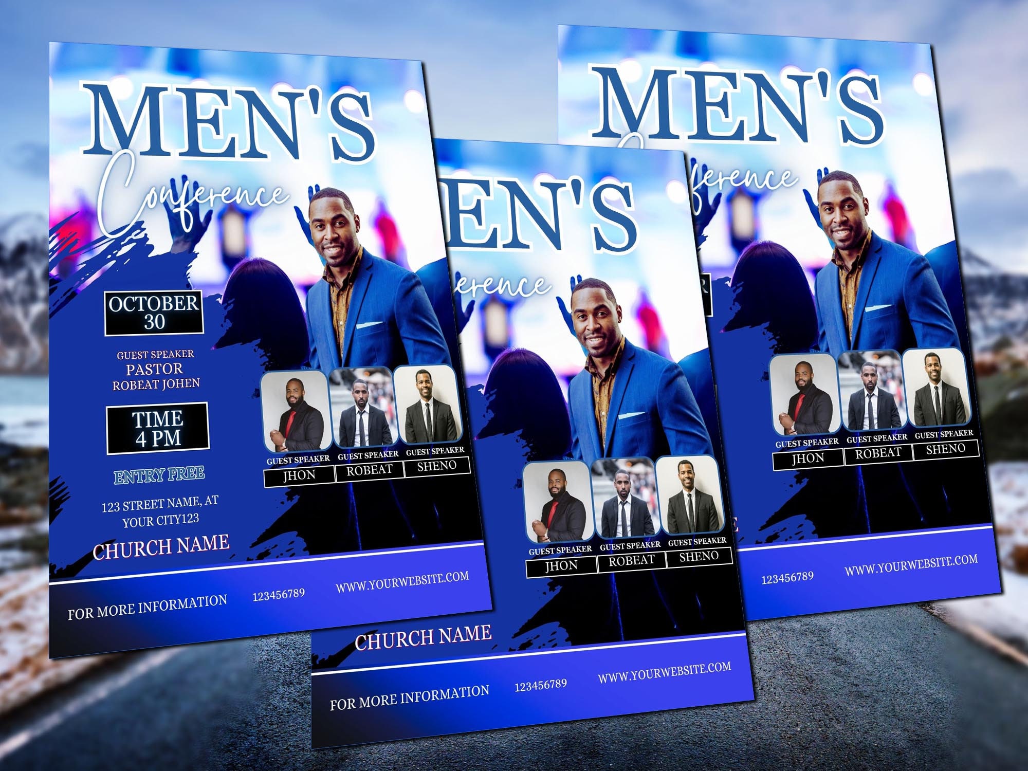 Men's Conference Flyer Editable Canva Template US Letter Size. - Etsy