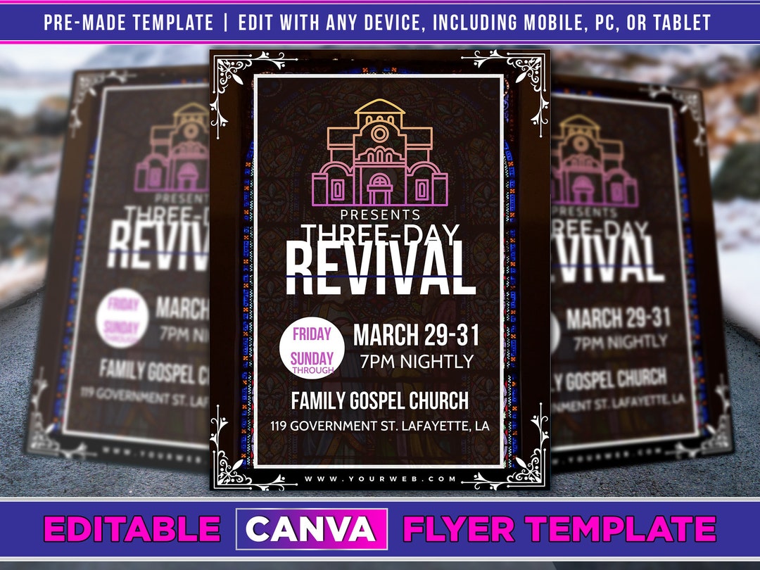 Revival Church Flyer Editable Canva Template US Letter Size. - Etsy