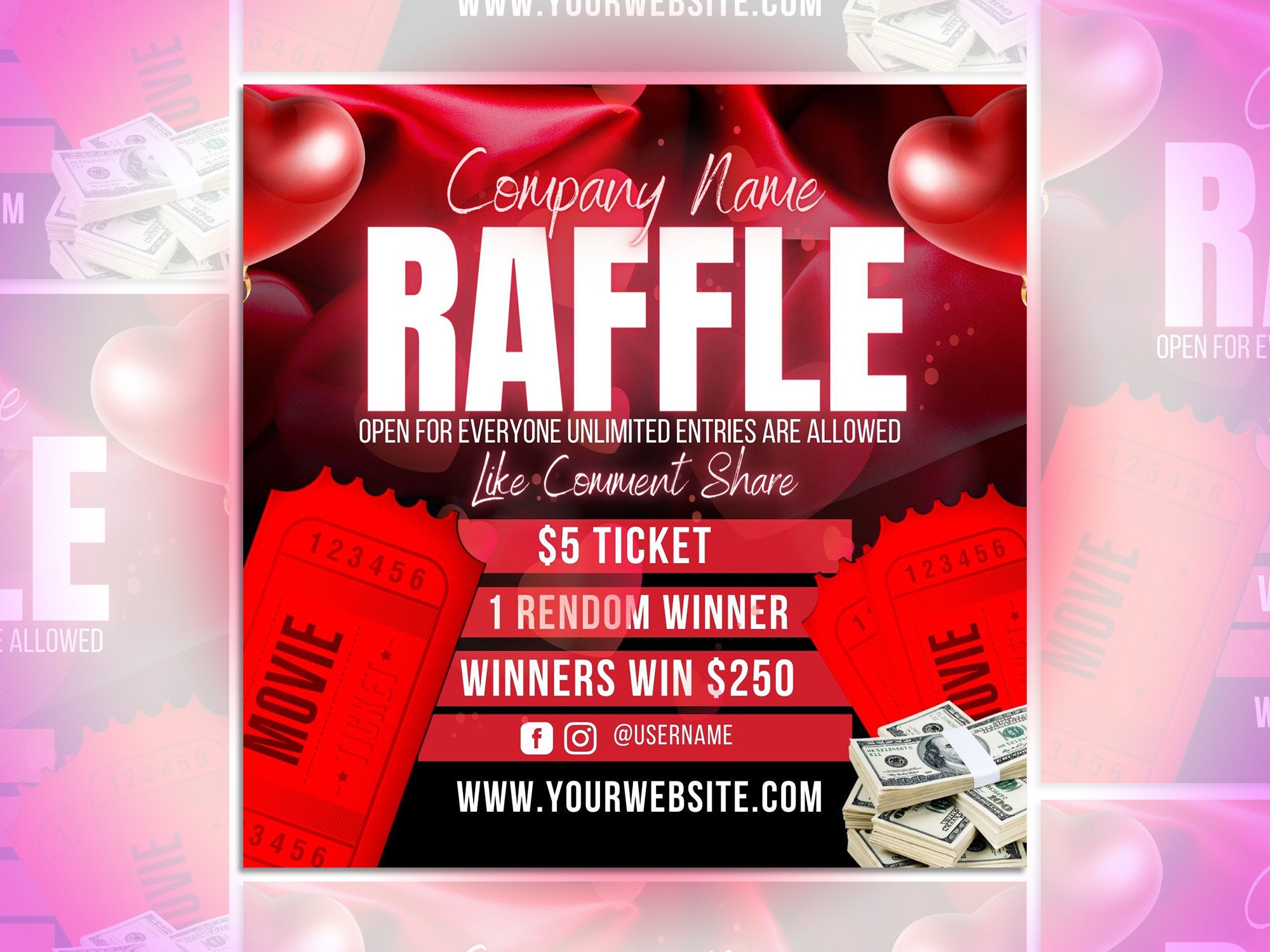 Raffle Flyer Canva Template for DIY Social Media Marketing. - Etsy
