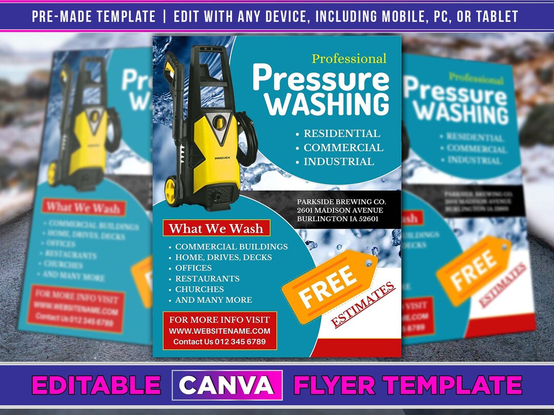 Pressure Washing Flyer Editable Canva Template US Letter Size. - Etsy