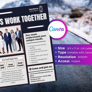 Staffing Agency Flyer Editable Canva Template US Letter Size. - Etsy