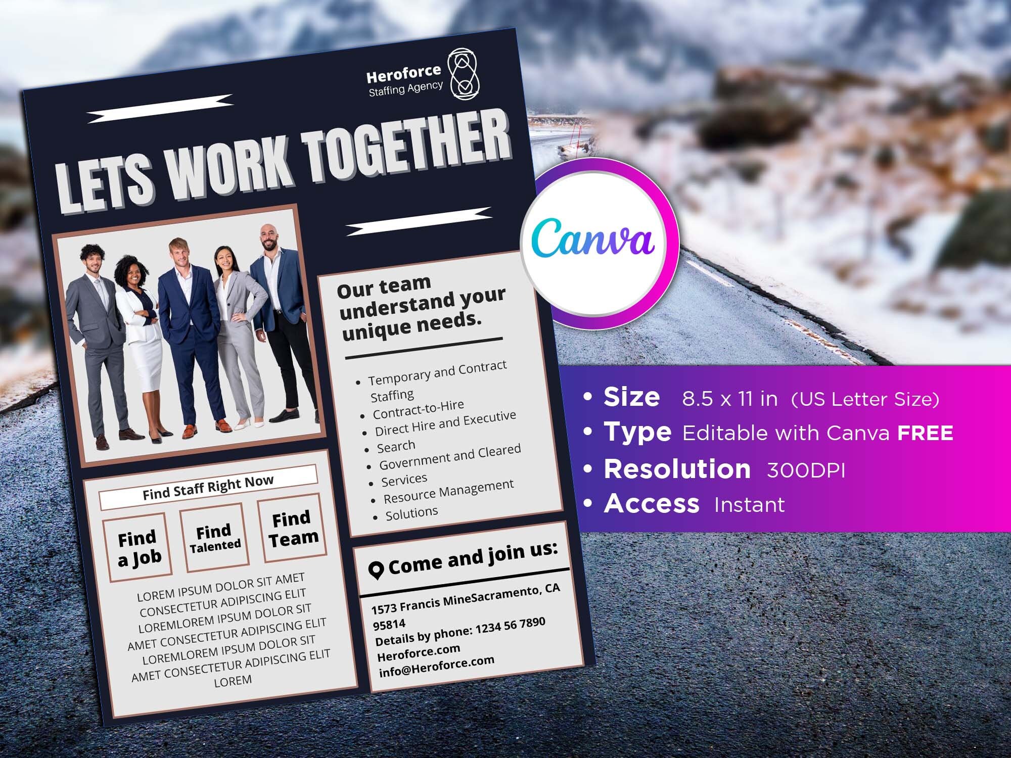 Staffing Agency Flyer Editable Canva Template US Letter Size. - Etsy