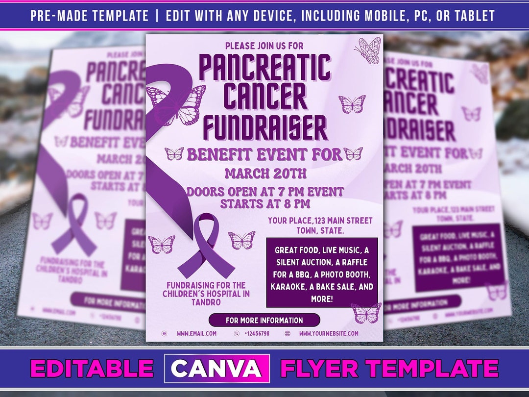 Pancreatic Cancer Fundraiser Flyer Editable Canva Template US Letter ...