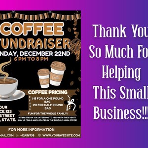 Coffee Fundraiser Flyer Editable Canva Template US Letter Size. - Etsy