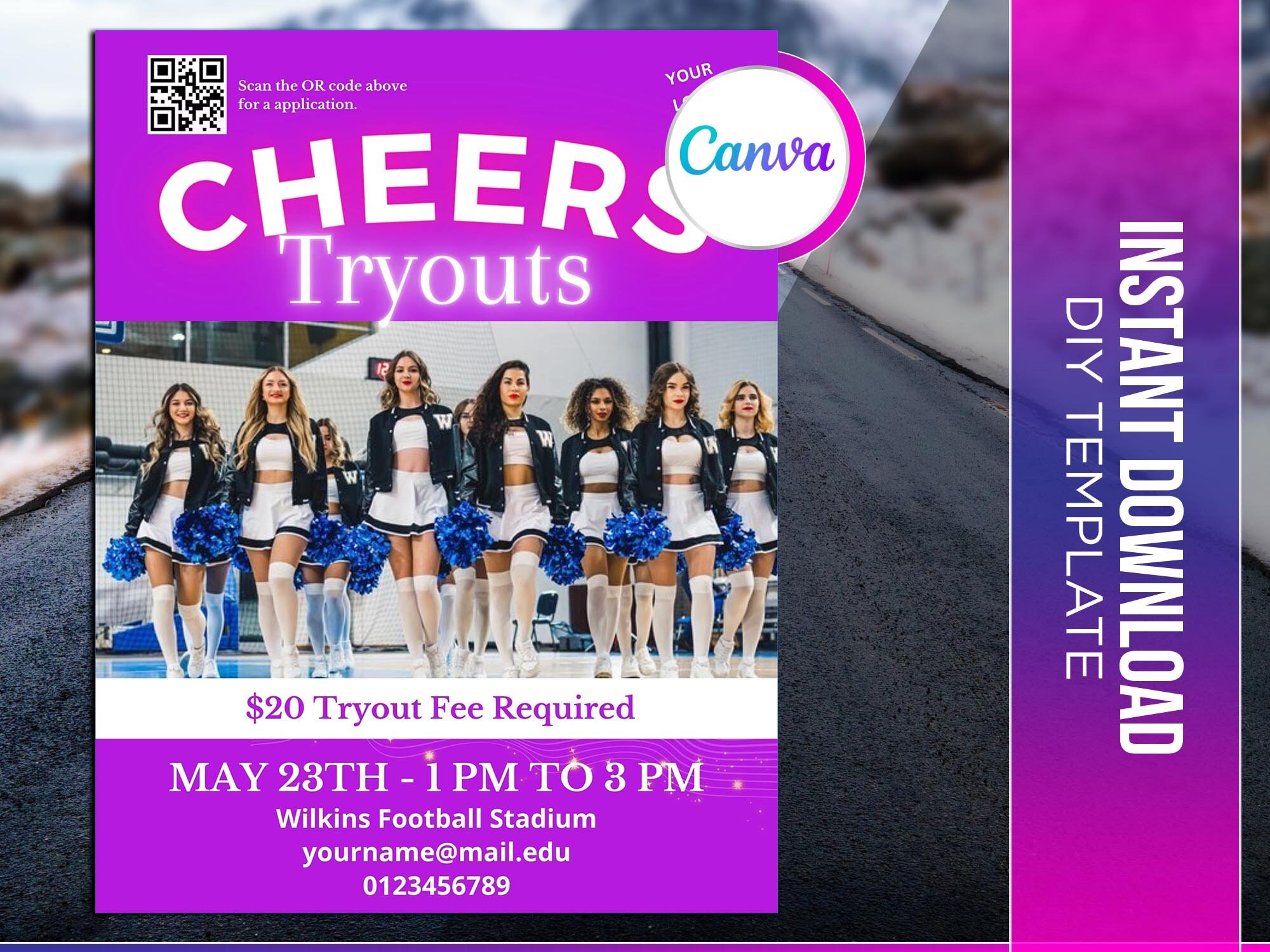 Cheerleading Flyer Bundle Canva Template. Cheer Tryout, Cheer Dance ...