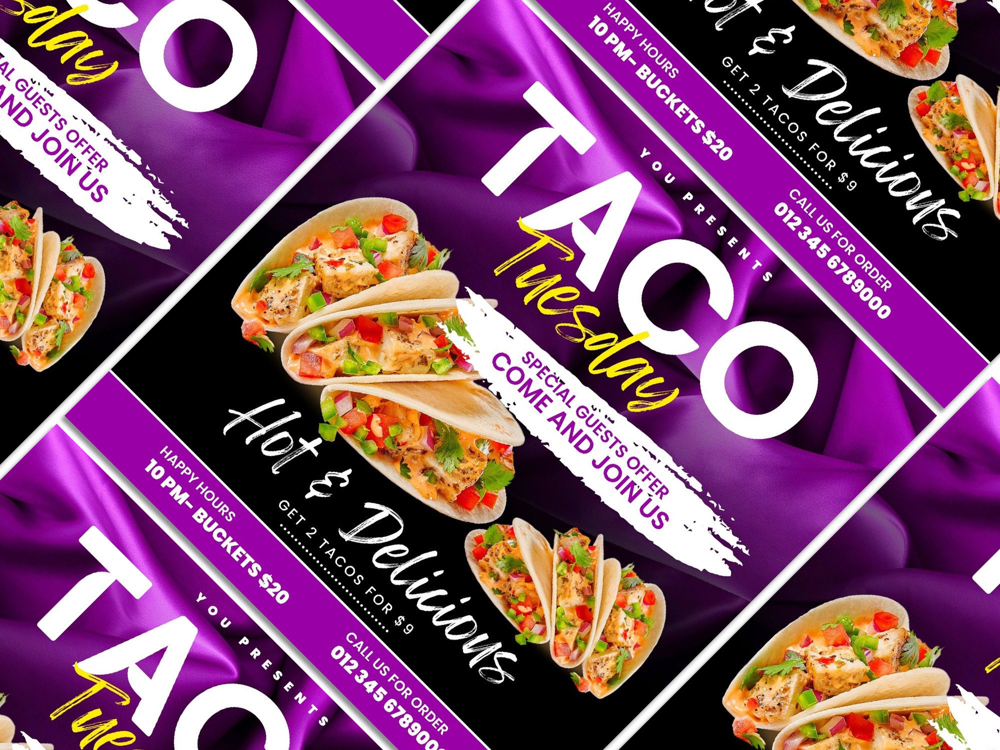 Taco Flyer Canva Template for DIY Social Media Marketing. - Etsy