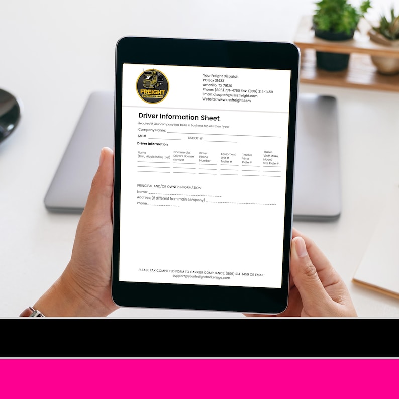 Freight Dispatcher Driver Information Sheet Form PDF and Editable Canva ...