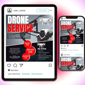 Drone Services Flyer Canva Template for DIY Social Media Marketing. - Etsy