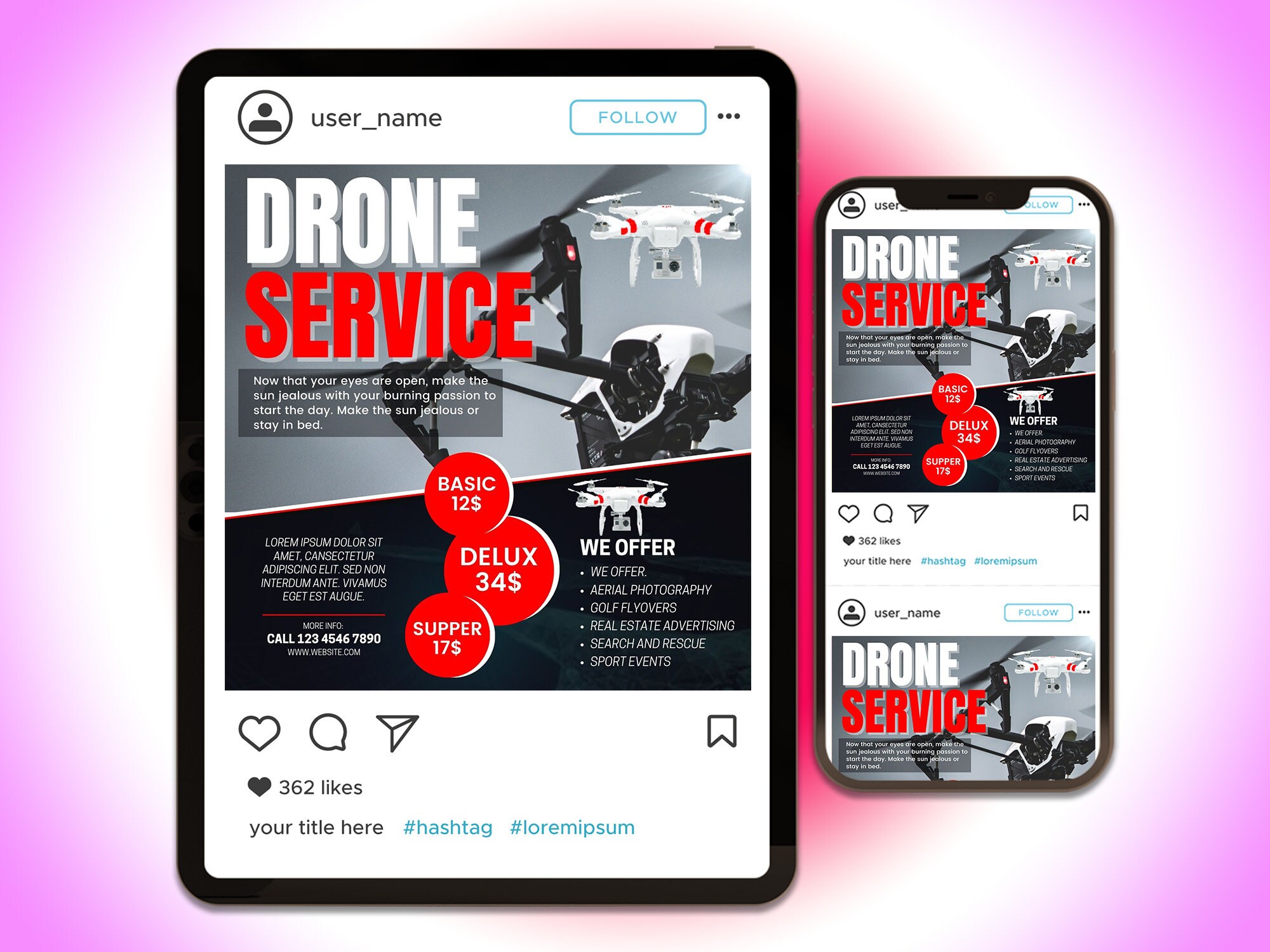 Drone Services Flyer Canva Template for DIY Social Media Marketing. - Etsy