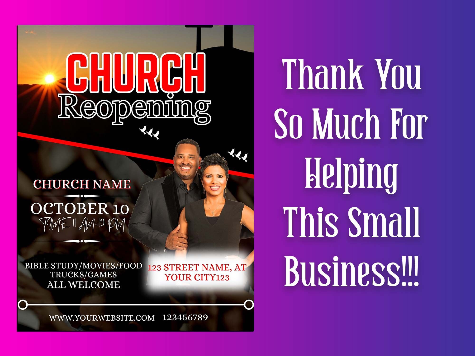 Church Reopening Flyer Editable Canva Template US Letter Size. - Etsy