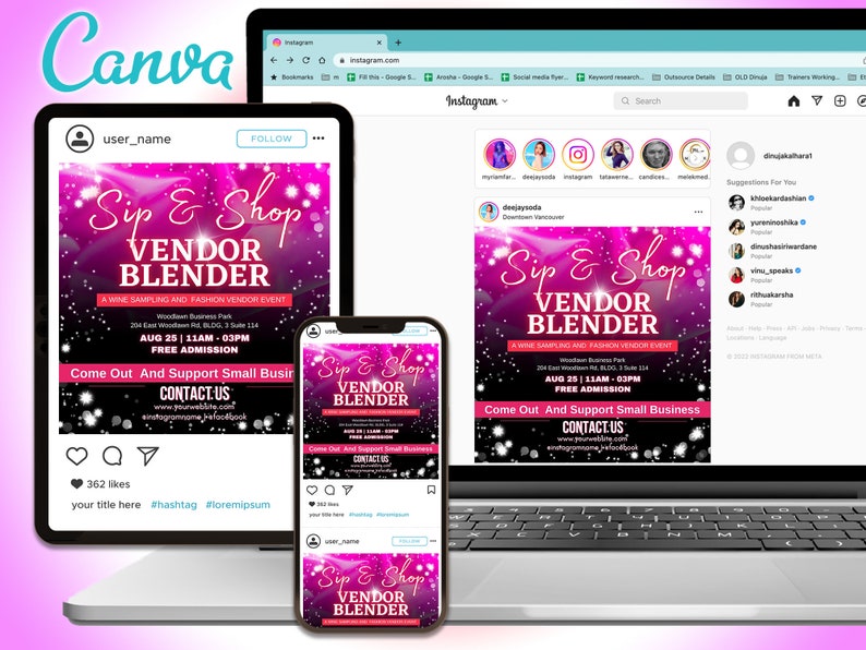Vendors Flyer Canva Template for DIY Social Media Marketing. - Etsy