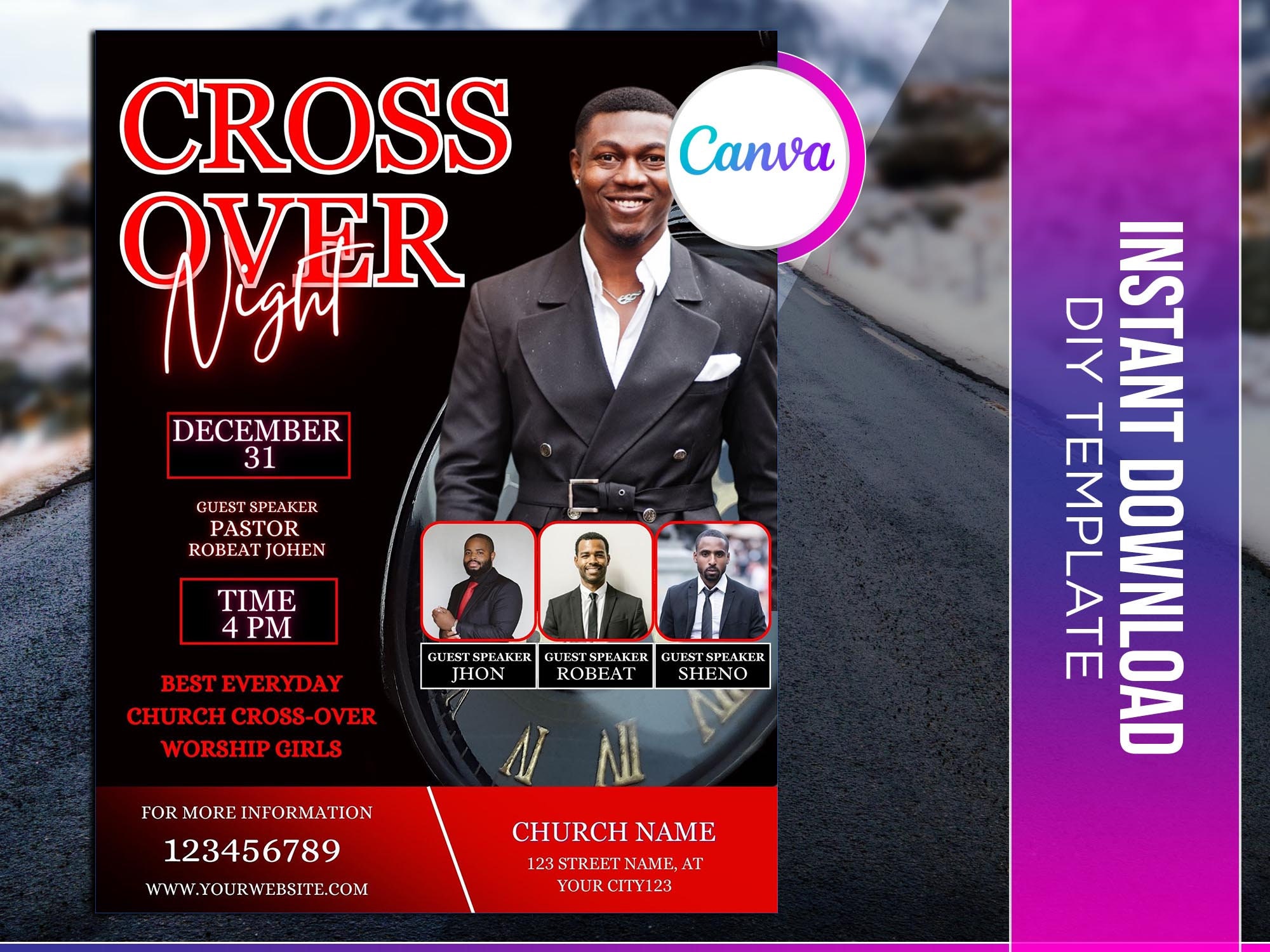 Crossover Night Flyer Editable Canva Template US Letter Size. - Etsy