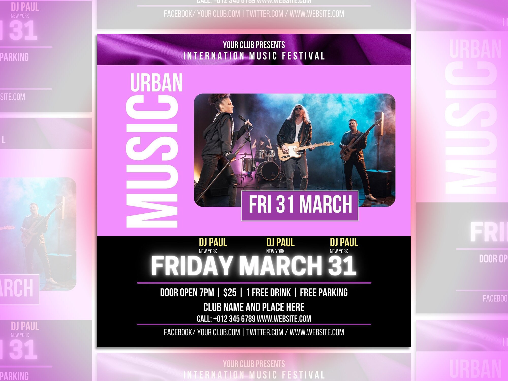 Music Concert Flyer Canva Template For Diy Social Media Marketing Etsy