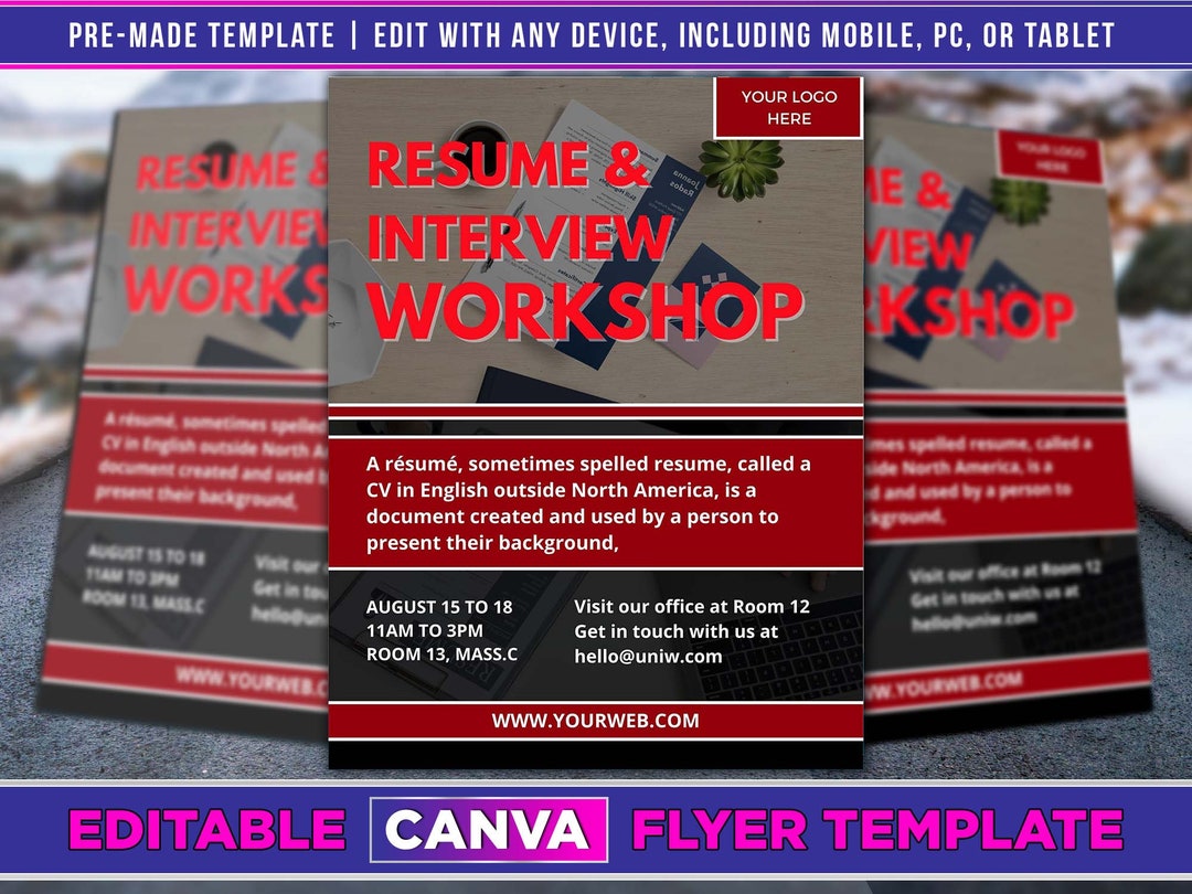 Resume Writing Flyer Editable Canva Template US Letter Size. - Etsy