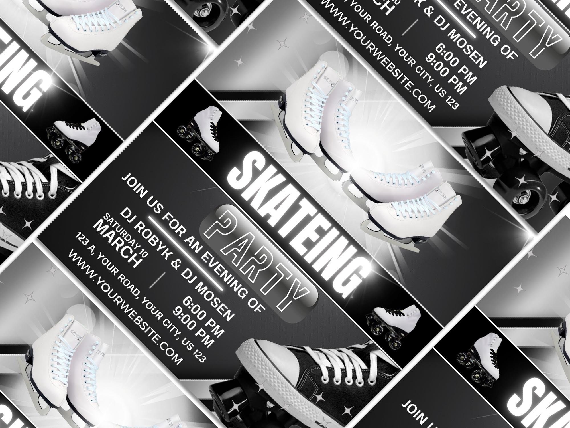 Skate Party Flyer Canva Template for DIY Social Media Marketing. - Etsy