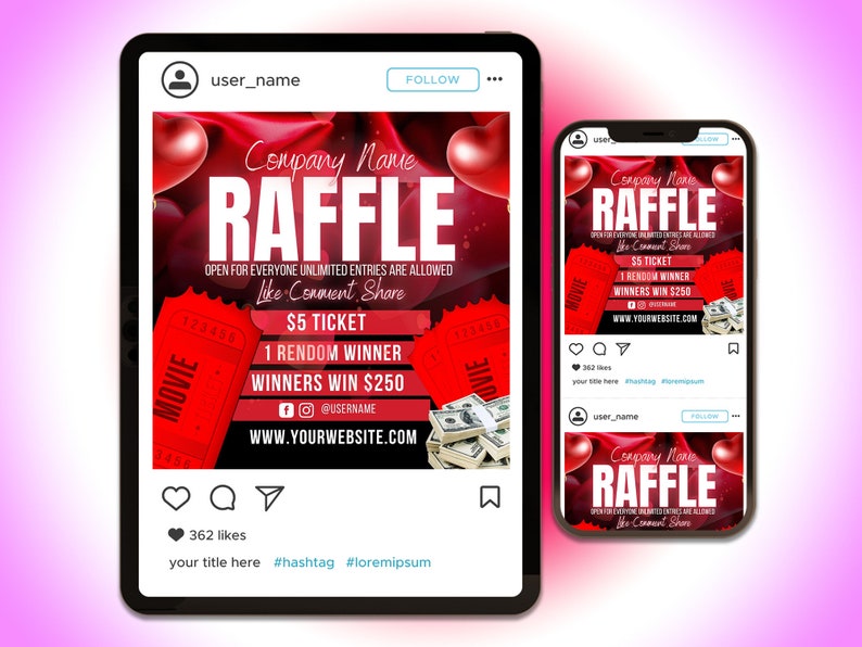 Raffle Flyer Canva Template for DIY Social Media Marketing. - Etsy
