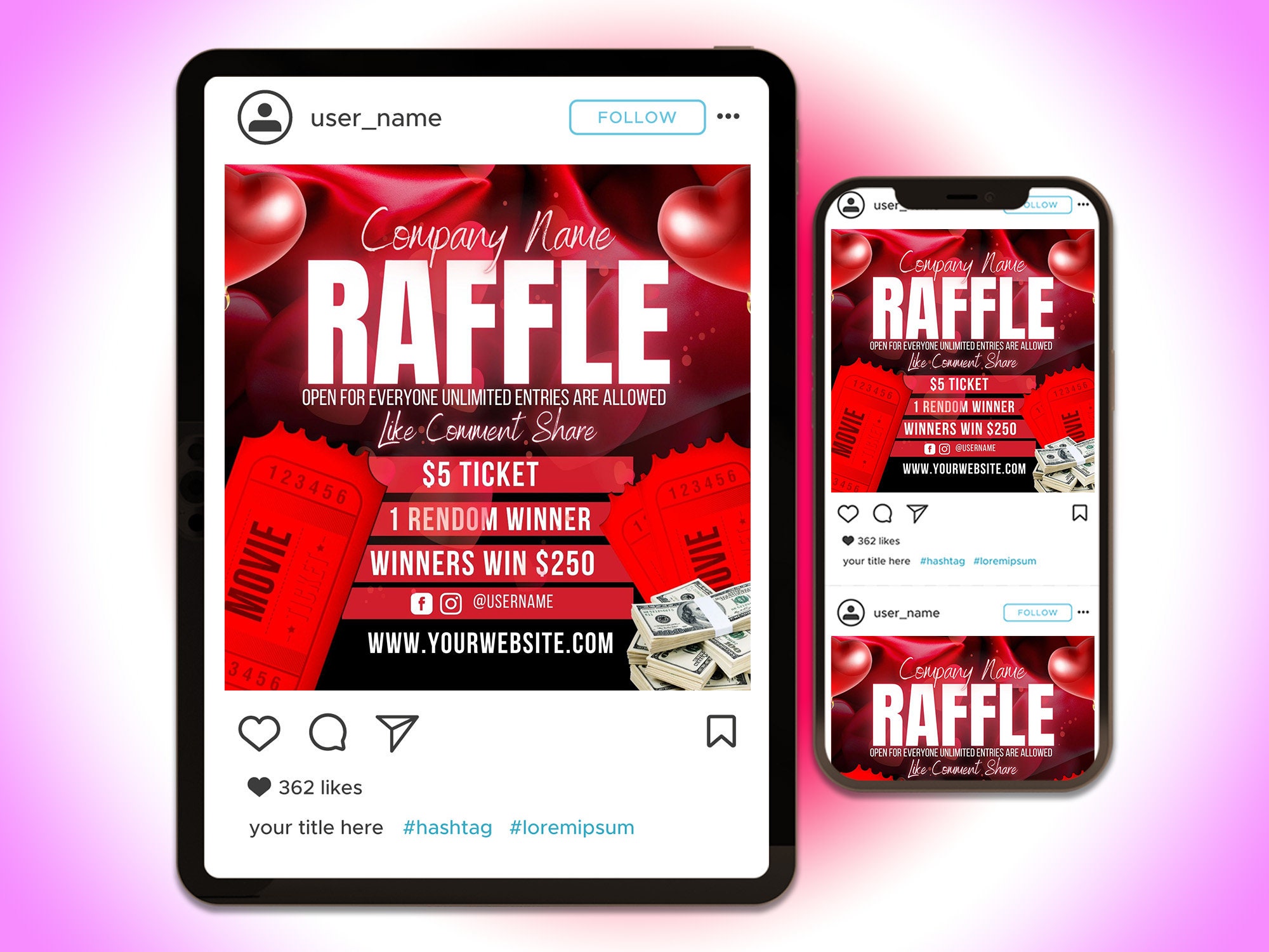 Raffle Flyer Canva Template for DIY Social Media Marketing. - Etsy