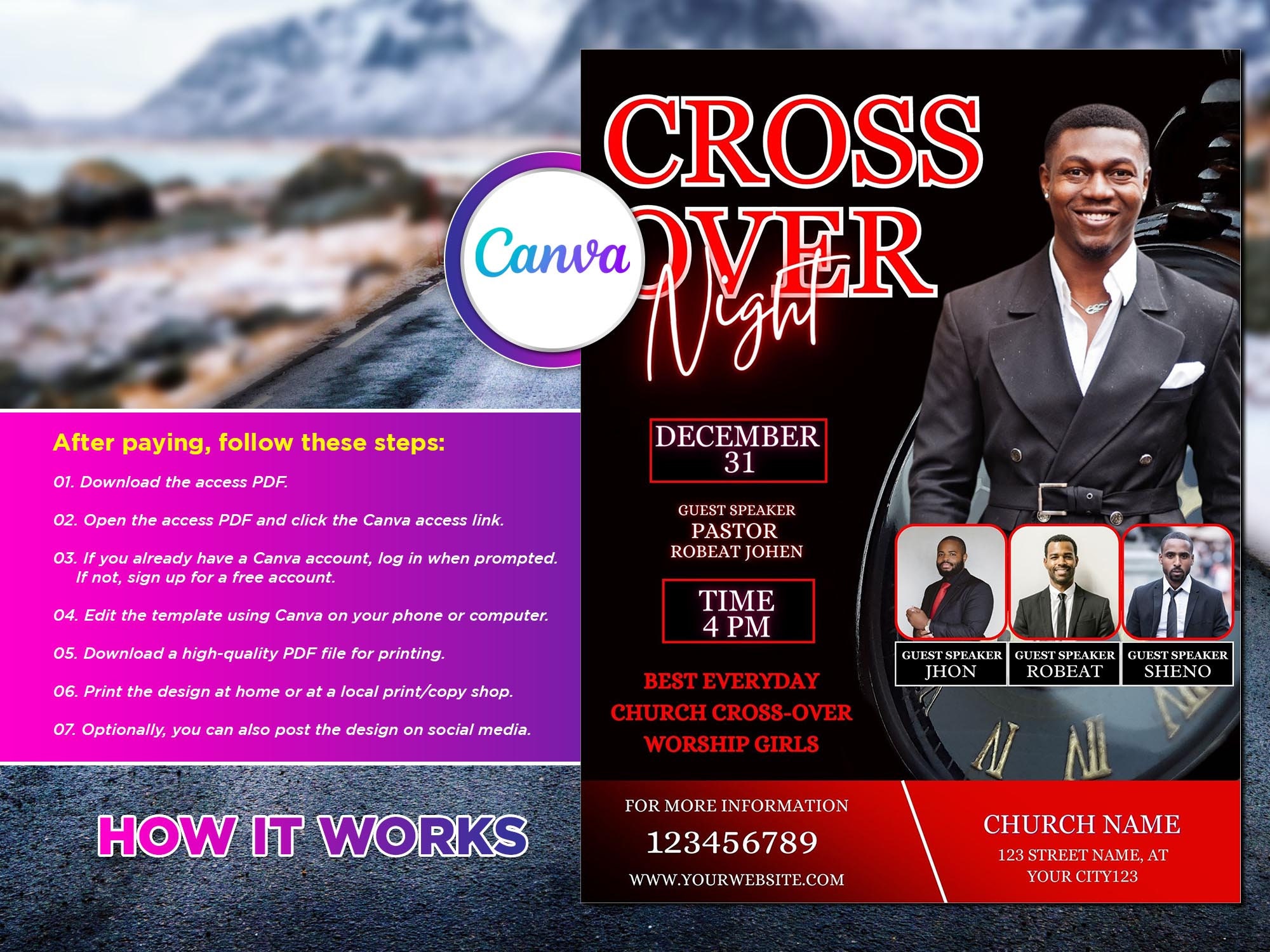 Crossover Night Flyer Editable Canva Template US Letter Size. - Etsy