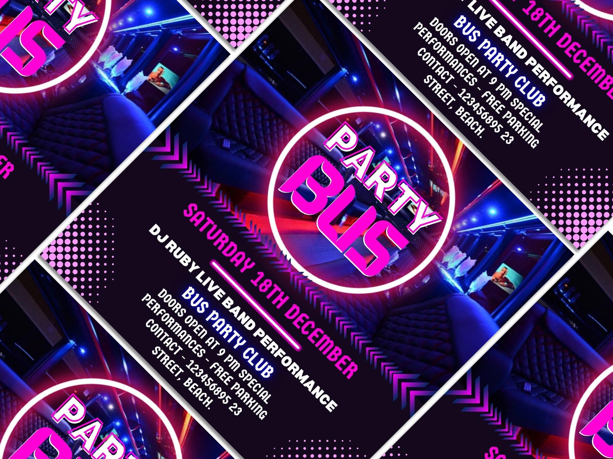 Party Bus Flyer Canva Template for DIY Social Media Marketing. - Etsy