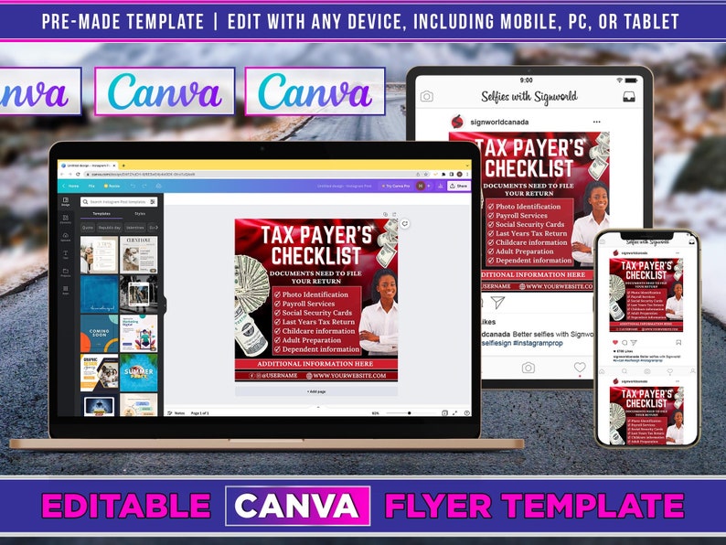 Taxpayer's Checklist Flyer Editable Canva Template. - Etsy