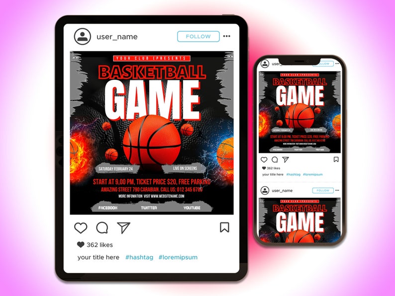 Basketball Tryouts Flyer Canva Template for DIY Social Media Marketing ...