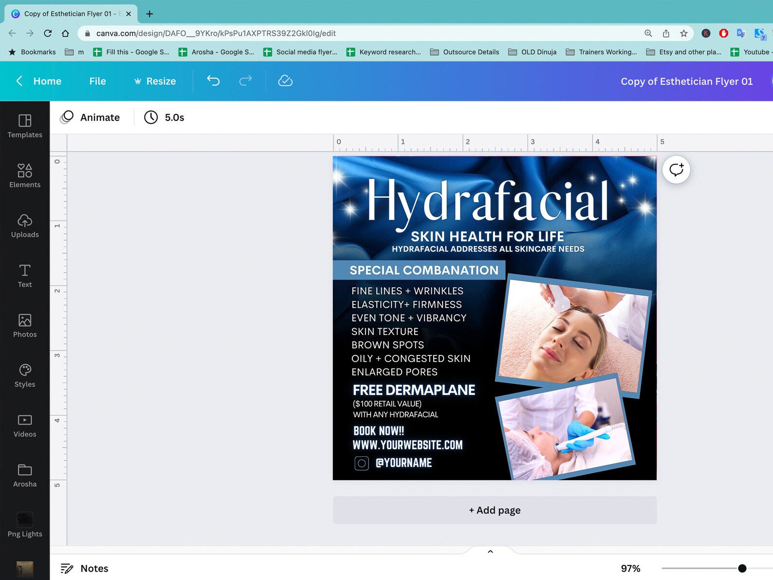Hydrafacial Flyer Canva Template for DIY Social Media Marketing. - Etsy