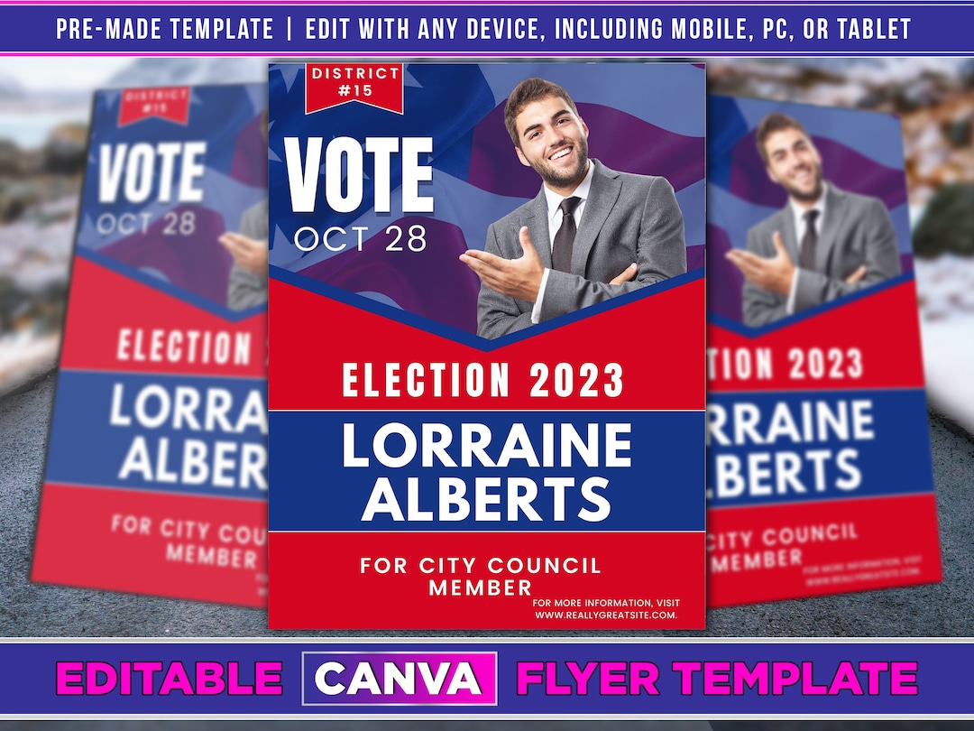 Political Campaign Flyer Editable Canva Template US Letter Size. - Etsy
