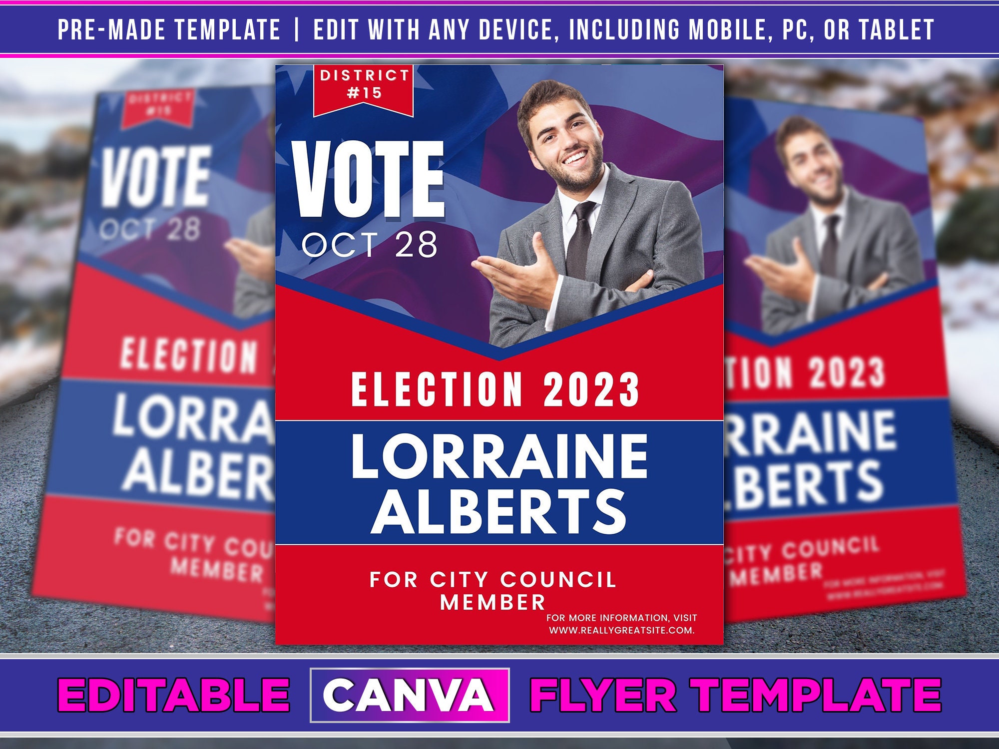 Political Campaign Flyer Editable Canva Template US Letter Size. - Etsy