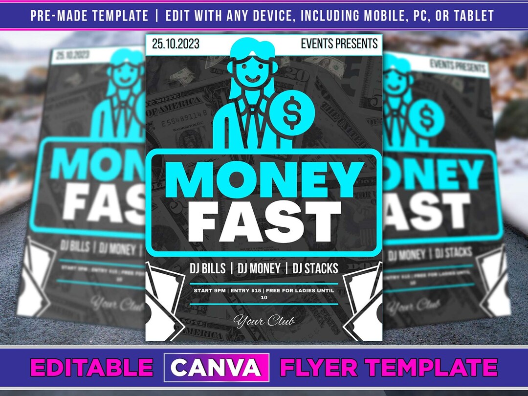 Money Flyer Editable Canva Template US Letter Size. - Etsy