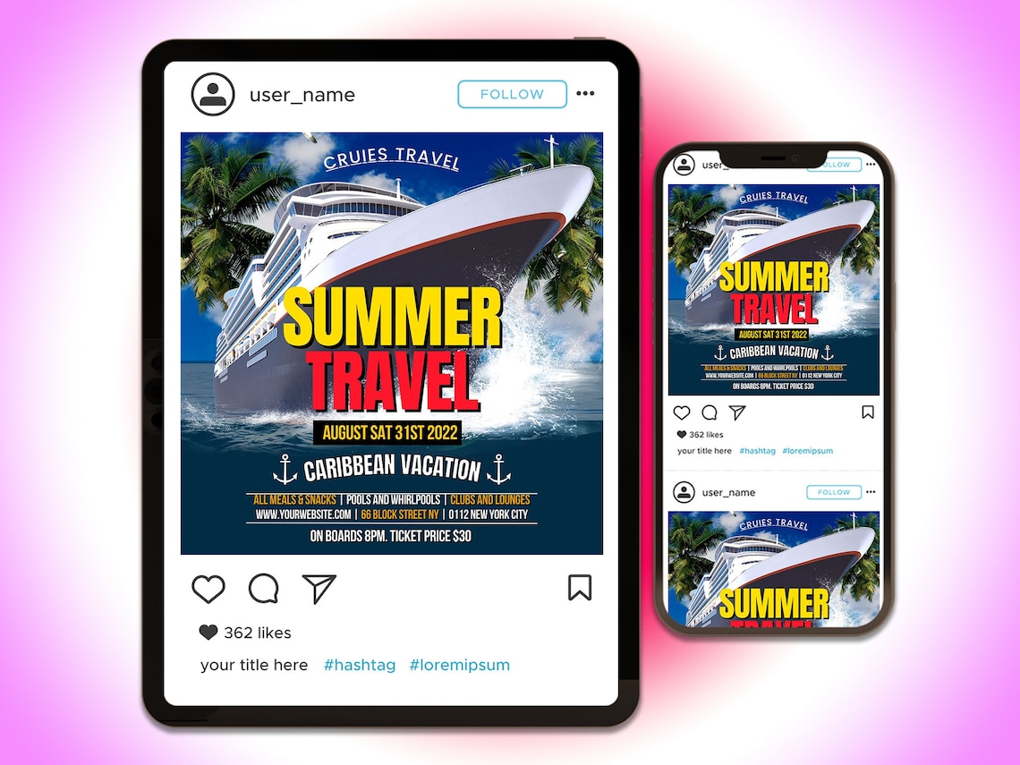 Cruise Ship Flyer Canva Template for DIY Social Media Marketing. - Etsy