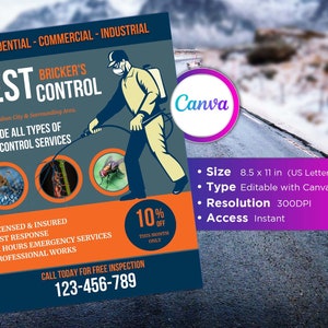 Pest Control Service Flyer Editable Canva Template US Letter Size ...