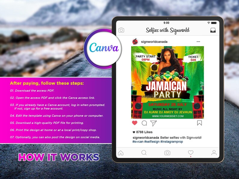 Jamaican Party Flyer Canva Template for DIY Social Media Marketing. - Etsy