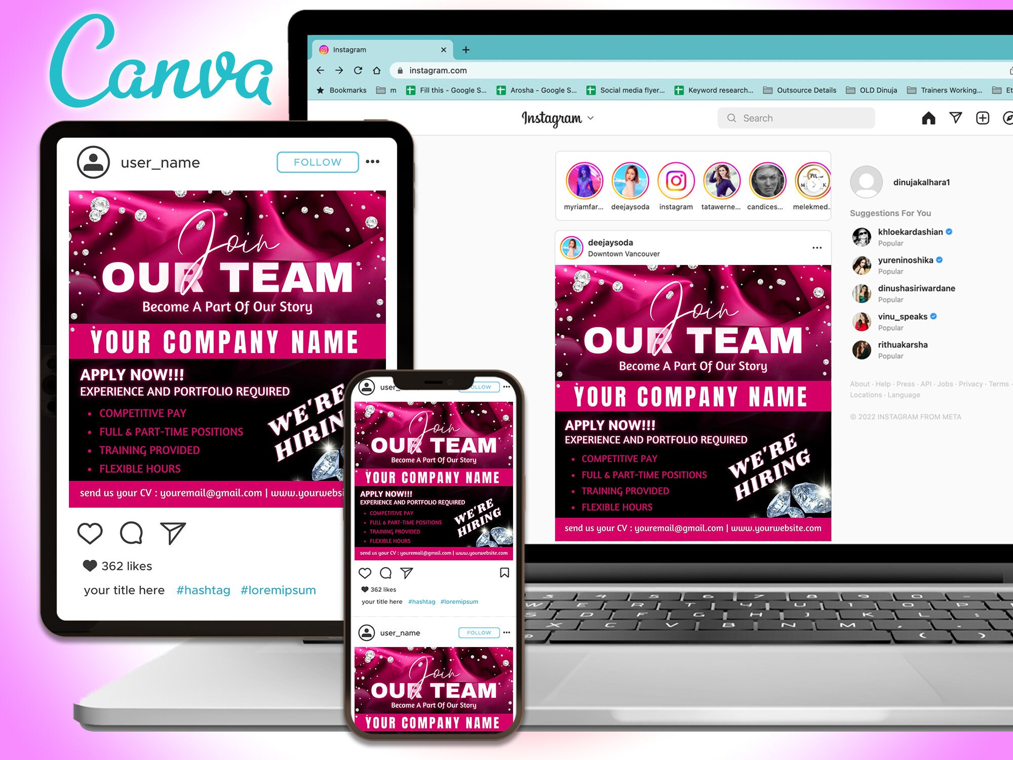 Join Our Team Flyer Canva Template for DIY Social Media Marketing. - Etsy