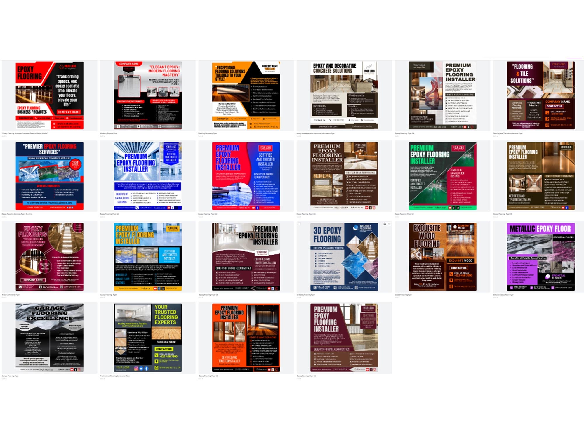 50 Epoxy Flooring Flyer Bundle Canva Template, Social Media Post Size ...