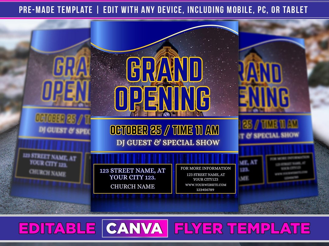 Church Grand Opening Flyer Editable Canva Template US Letter Size. - Etsy