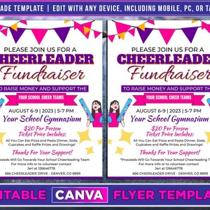Cheer Fundraiser Flyer Editable Canva Template. - Etsy