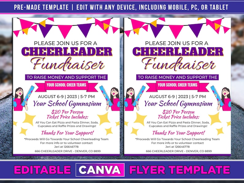 Cheer Fundraiser Flyer Editable Canva Template. - Etsy