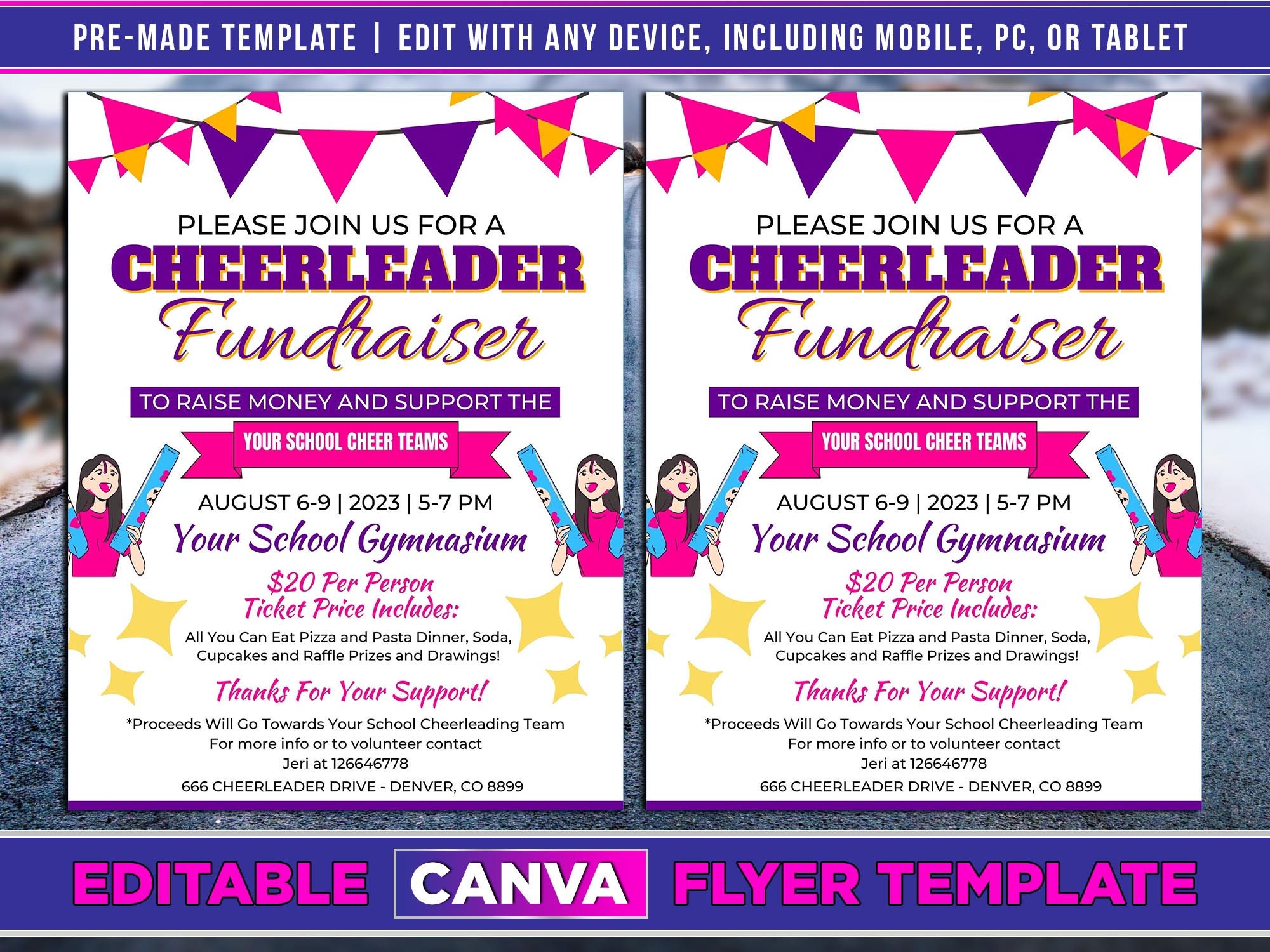 Cheer Fundraiser Flyer Editable Canva Template. - Etsy